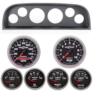 60-63 Chevy Truck Black Dash Carrier w/ Auto Meter Sport Comp II Gauges ...